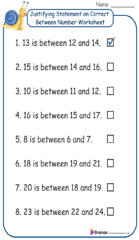 24 Between Numbers Worksheet | Free Printable
