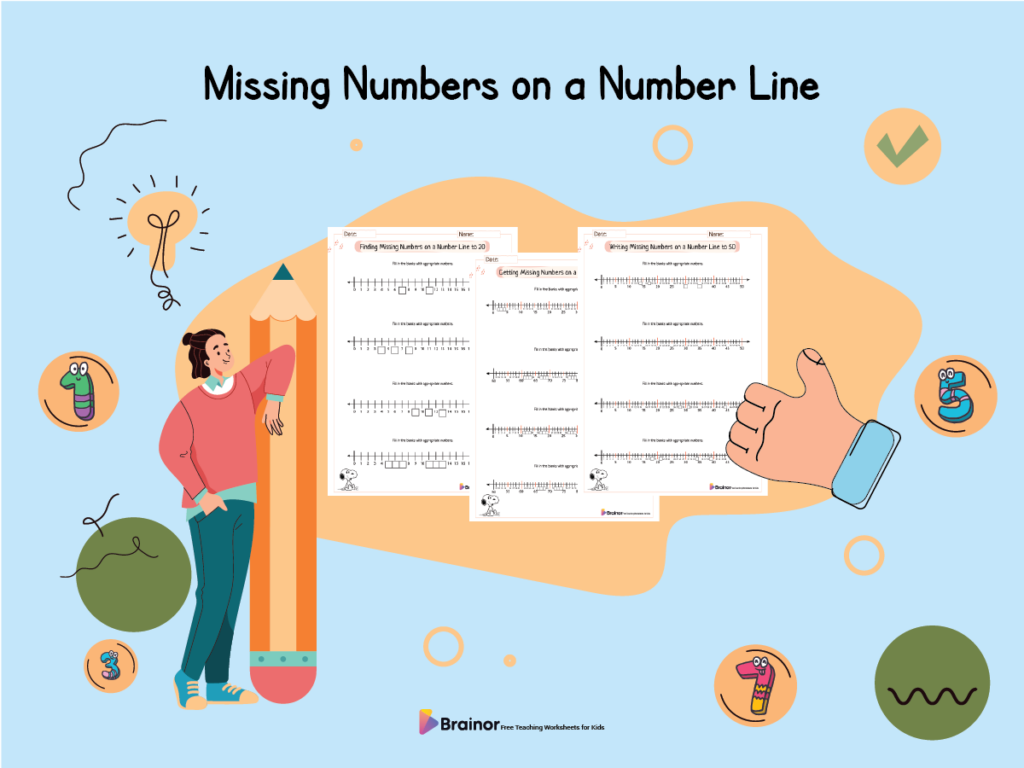 18 Free Missing Numbers on a Number Line Worksheets