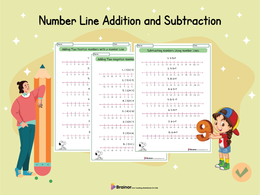 15 Free Number Line Addition and Subtraction Worksheets