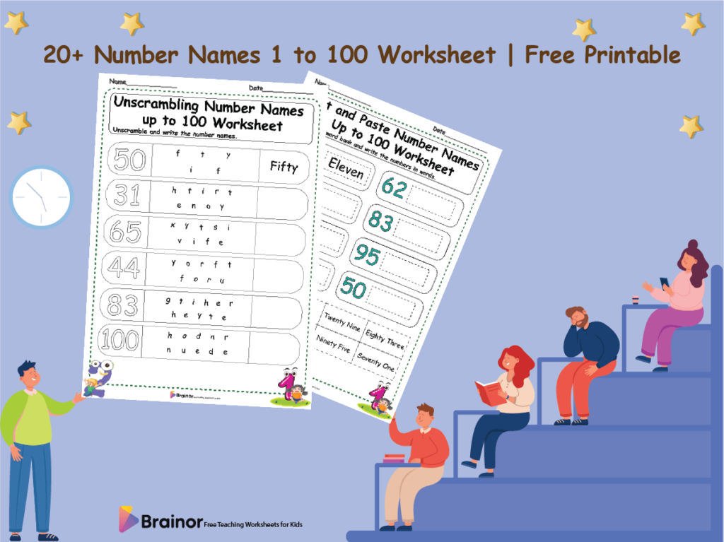 20+ Number Names 1 to 100 Worksheet | Free Printable