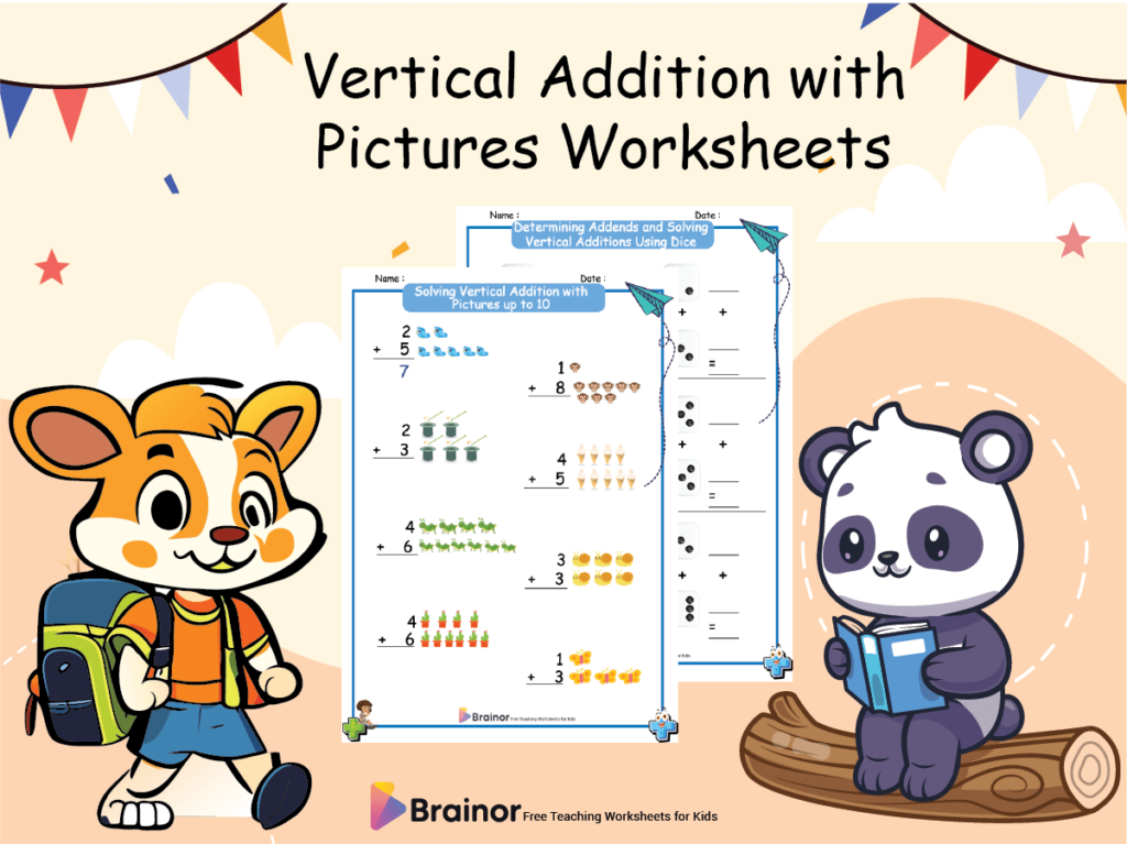 15+ Vertical Addition with Pictures Worksheets | Free Printable