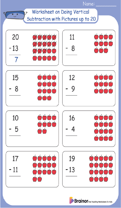 20+ Subtraction with Pictures Up to 20 Worksheets | Free Printable