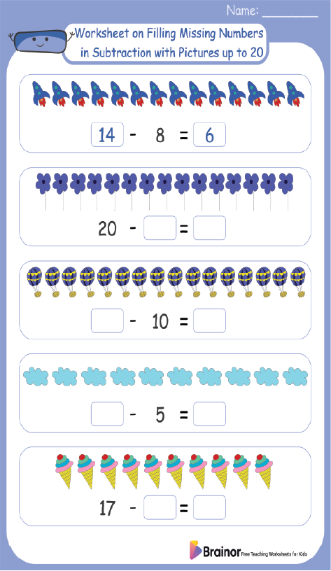 20+ Subtraction with Pictures Up to 20 Worksheets | Free Printable