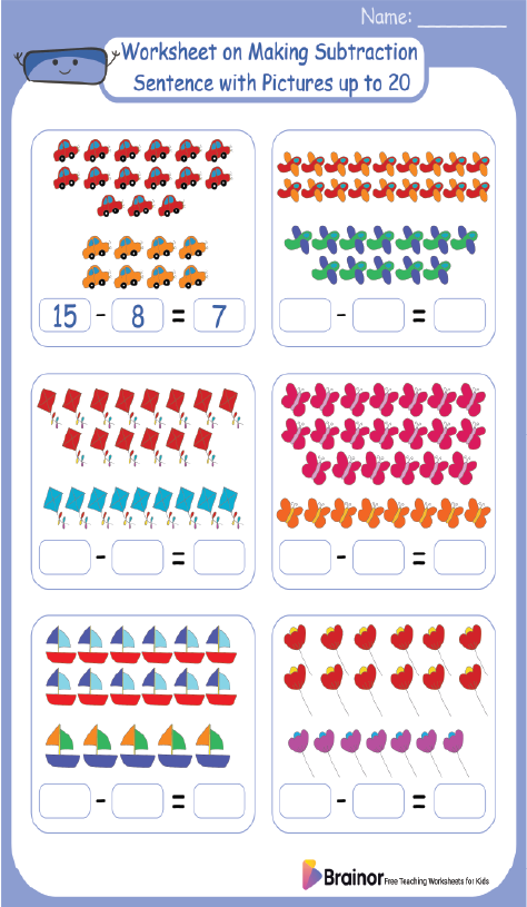 20+ Subtraction with Pictures Up to 20 Worksheets | Free Printable