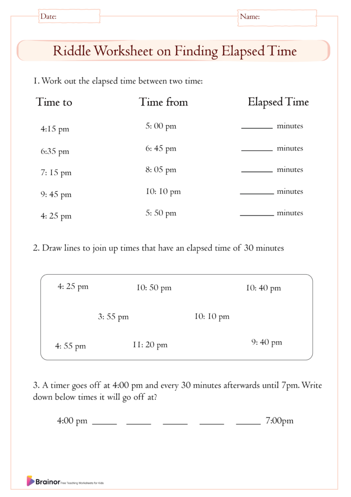 20+ Elapsed Time Worksheets Grade 1 | Free Printables