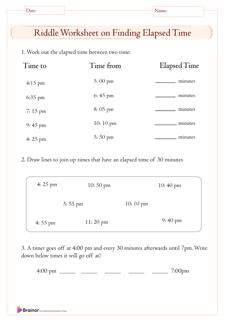 20+ Elapsed Time Worksheets Grade 1 | Free Printables