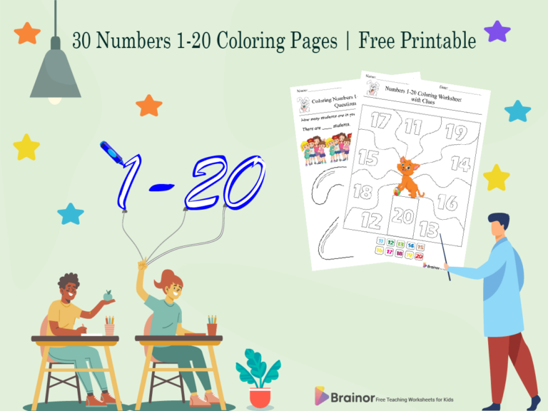 30 Number Coloring Pages 1-20 PDF | Free Printable