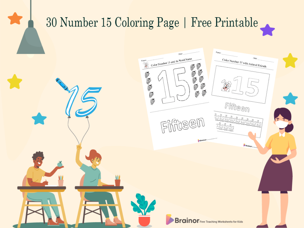 30 Number 15 Coloring Pages | Free Printable