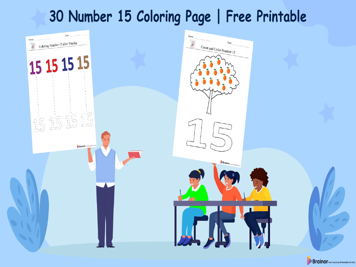 30 Number 15 Coloring Pages | Free Printable
