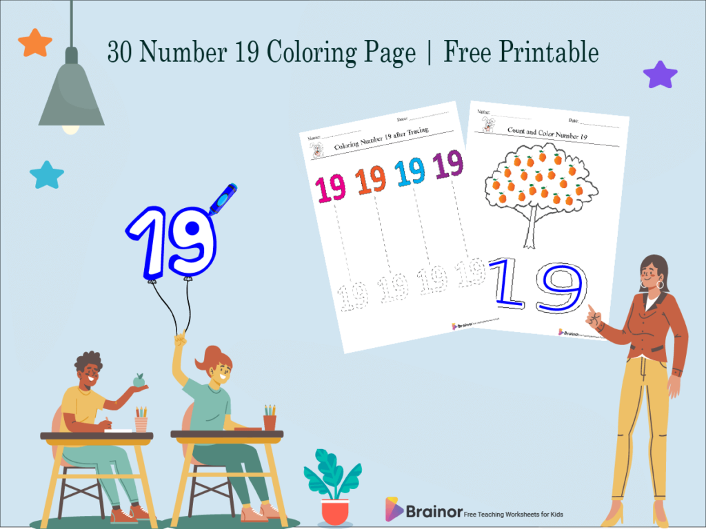 30 Number 19 Coloring Pages | Free Printable