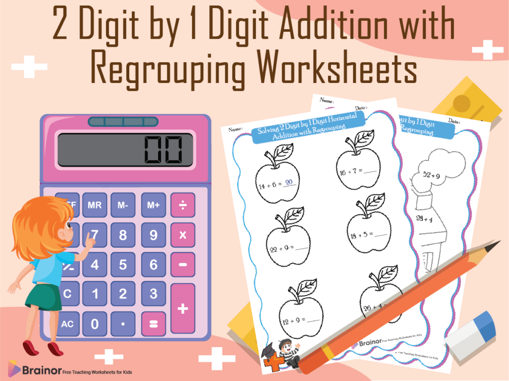 2 Digit by 1 Digit Addition with Regrouping Worksheets | 15 Free Printables