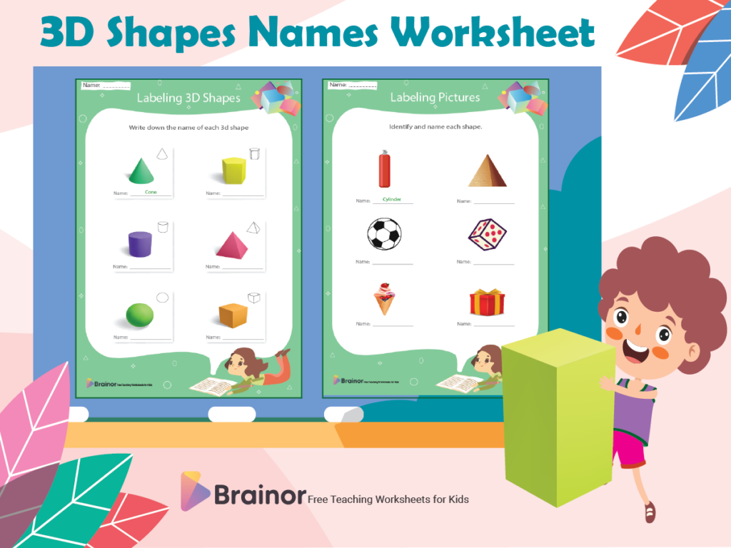 3D Shapes Names Worksheet | 18 Printable Pages