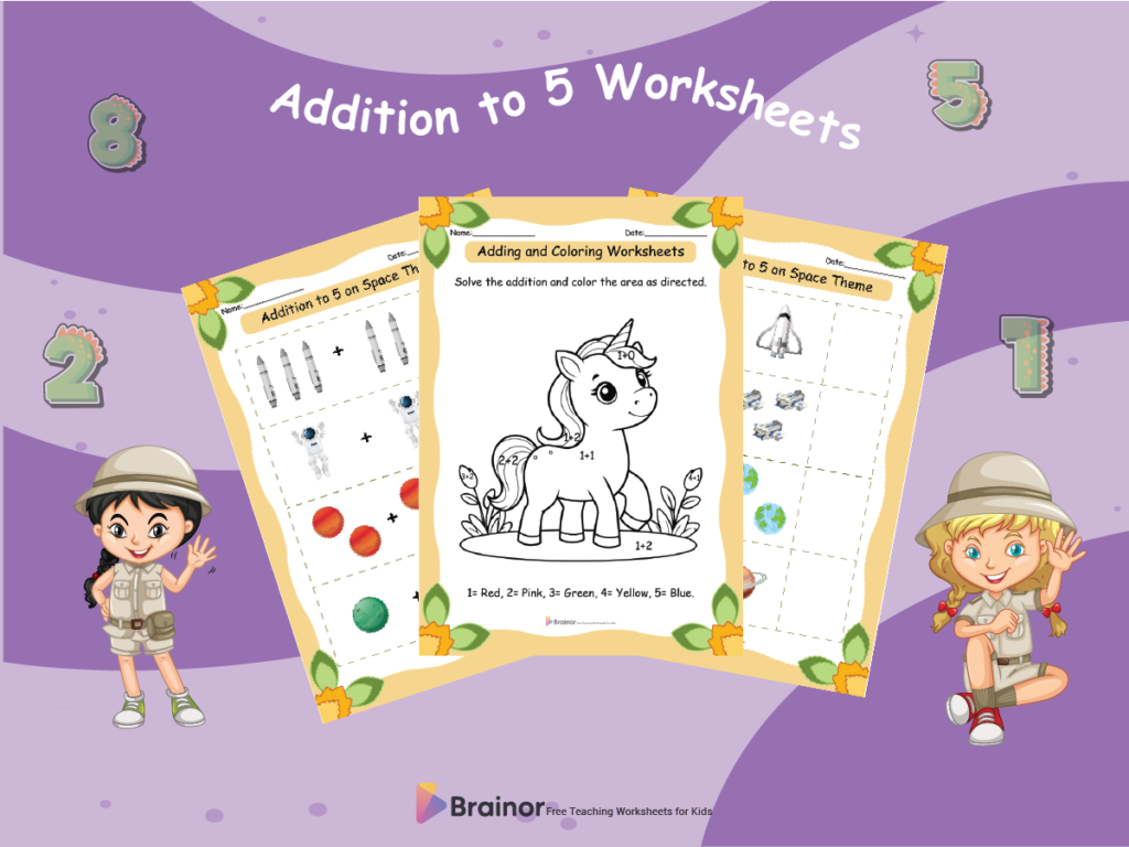 Addition to 5 Worksheets | 27 Free Pages