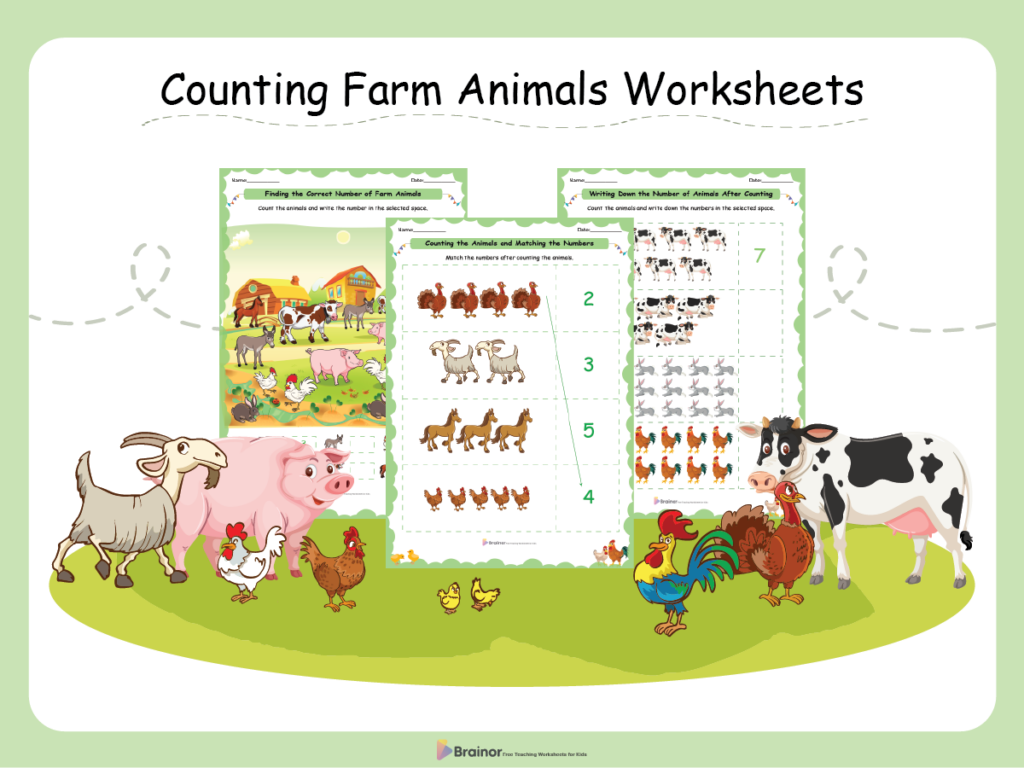 24 Free Counting Farm Animals Worksheets