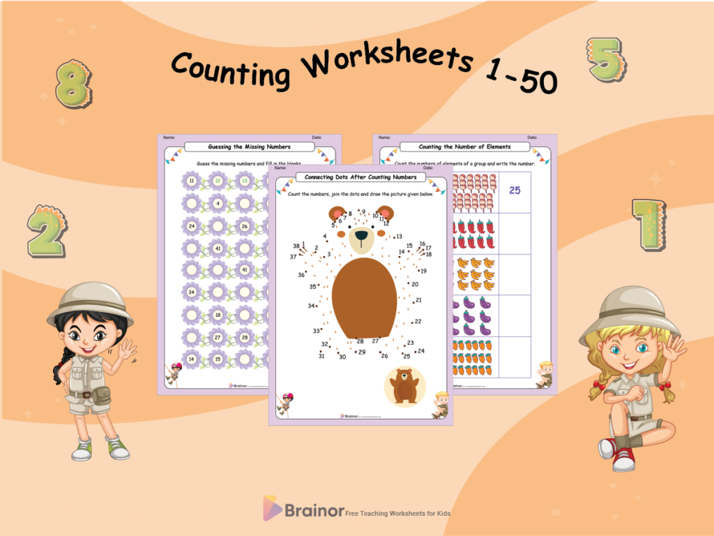 Counting Worksheets 1-50 | 23 Free Pages
