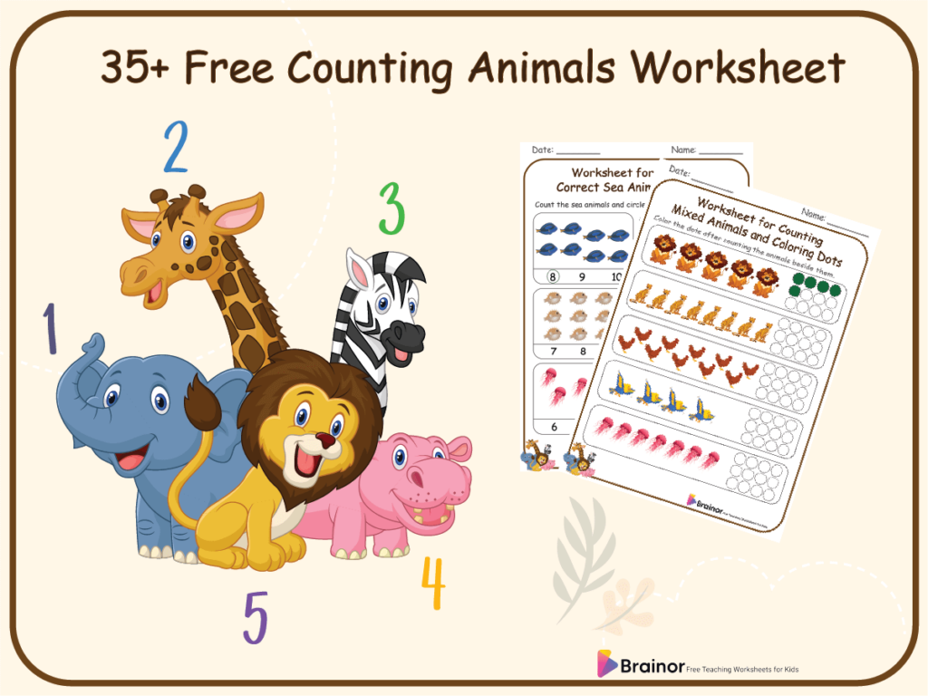 35+ Counting Animals Worksheet | Free Printable
