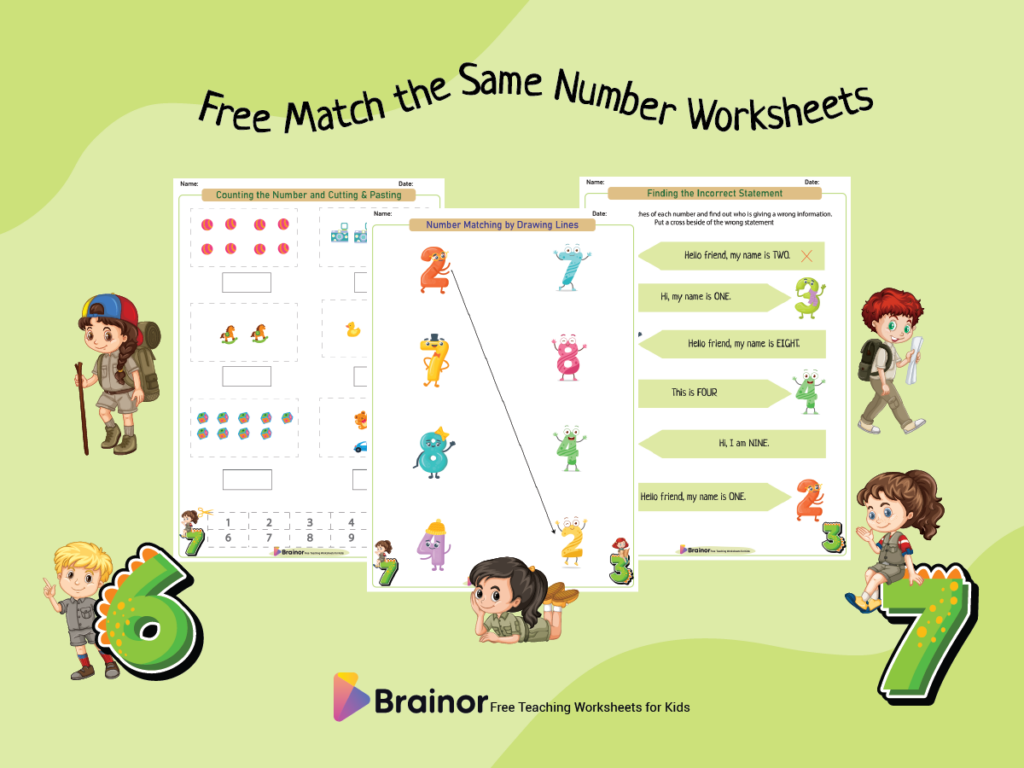 21 Free Match the Same Number Worksheets