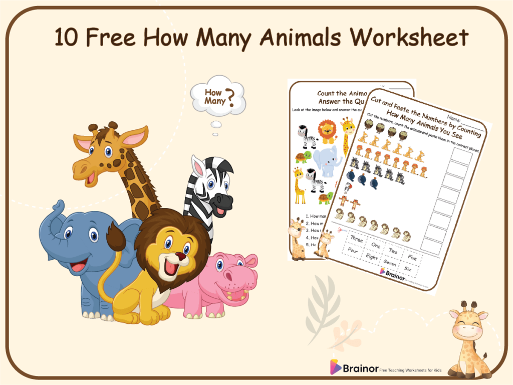 20 How Many Animals Worksheet | Free Printable