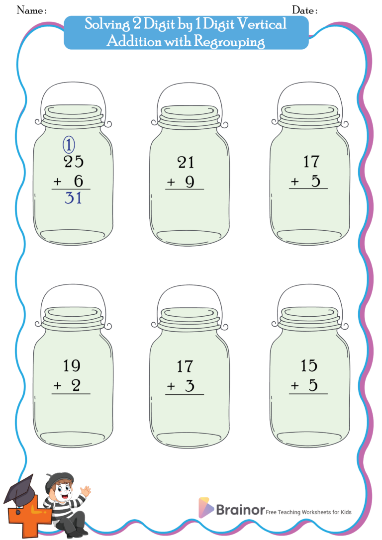 2 Digit by 1 Digit Addition with Regrouping Worksheets | 15 Free Printables