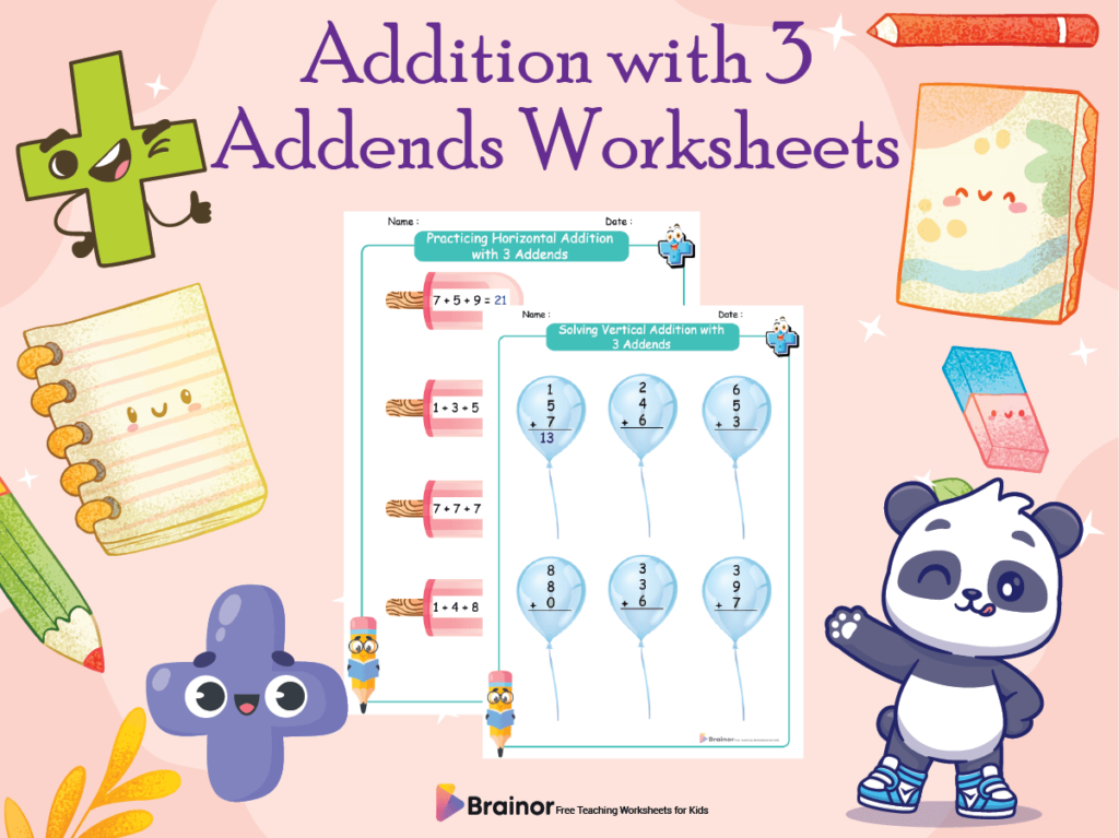 15+ Addition with 3 Addends Worksheets | Free Printable