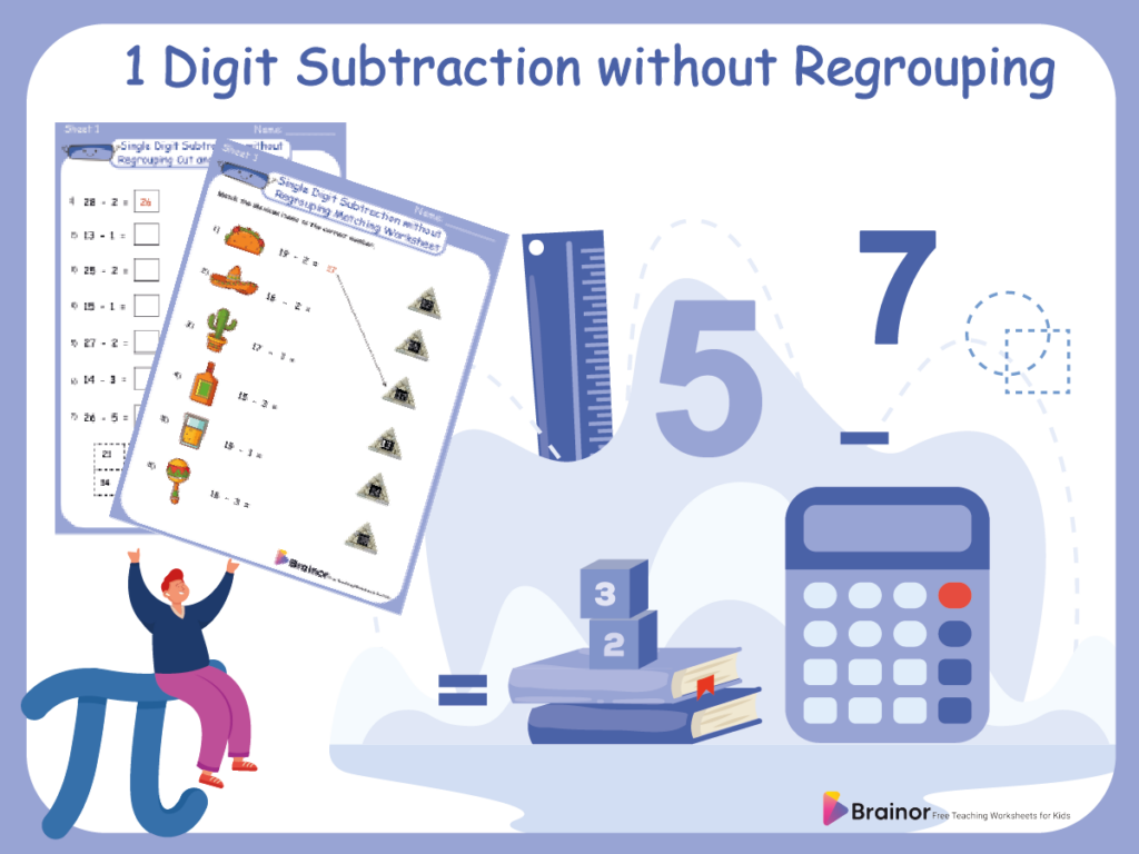 15+ Free Worksheets on 1 Digit Subtraction without Regrouping