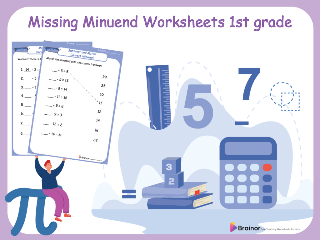 10+ Missing Minuend Worksheets for 1st Grade | Free Printable