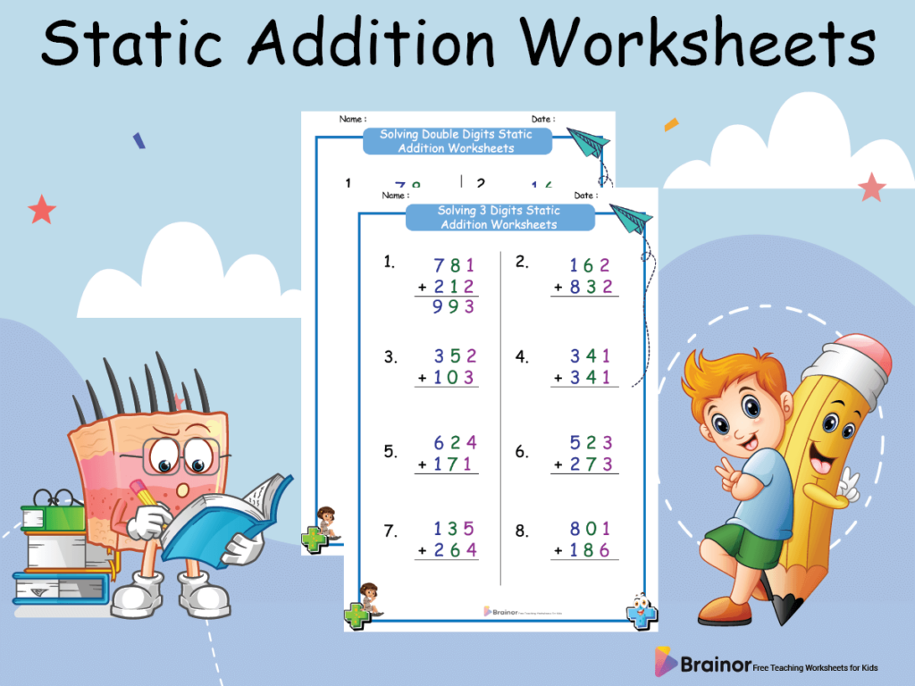 10+ Static Addition Worksheets | Free Printable