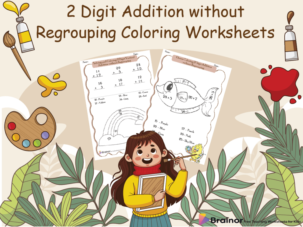 2 Digit Addition without Regrouping Coloring Worksheets | 10+ Free ...