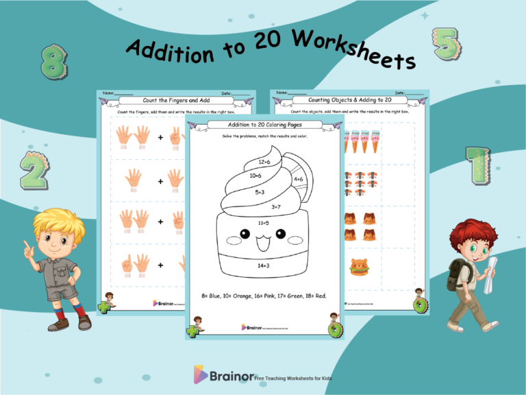 Addition to 20 Worksheets | 24 Pages