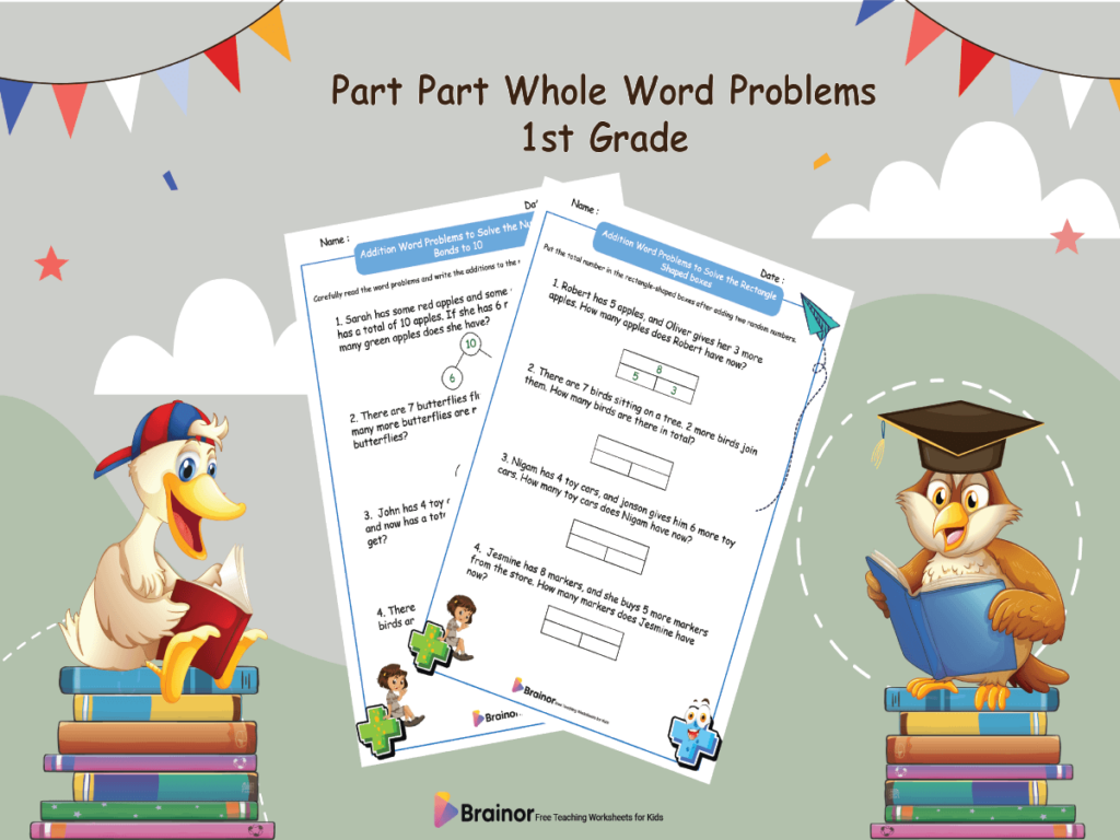 Part Part Whole Word Problems 1st Grade 12 Worksheets | Free Printables