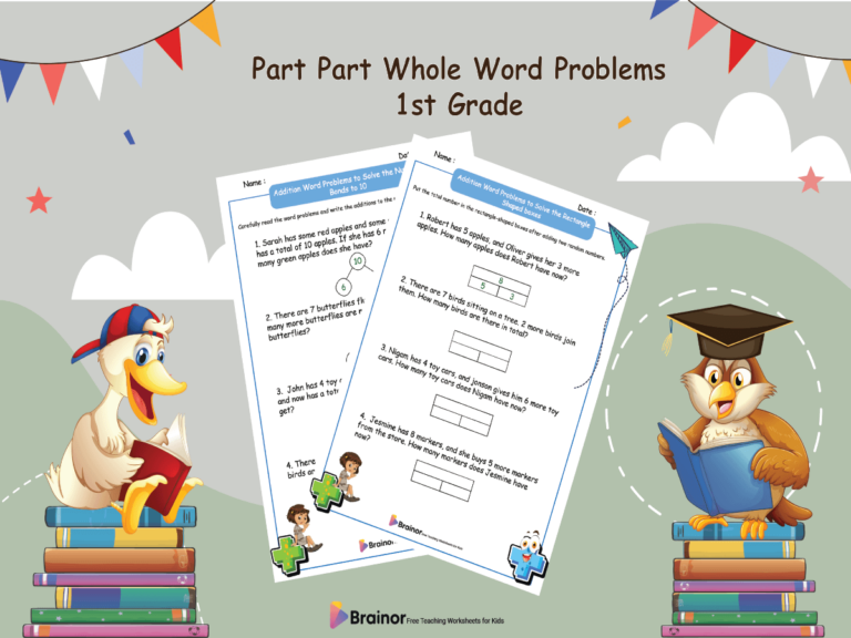 Part Part Whole Word Problems 1st Grade 12 Worksheets | Free Printables