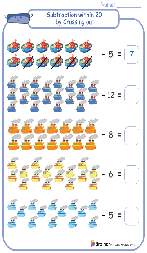 15+ Subtraction by Crossing out Worksheet